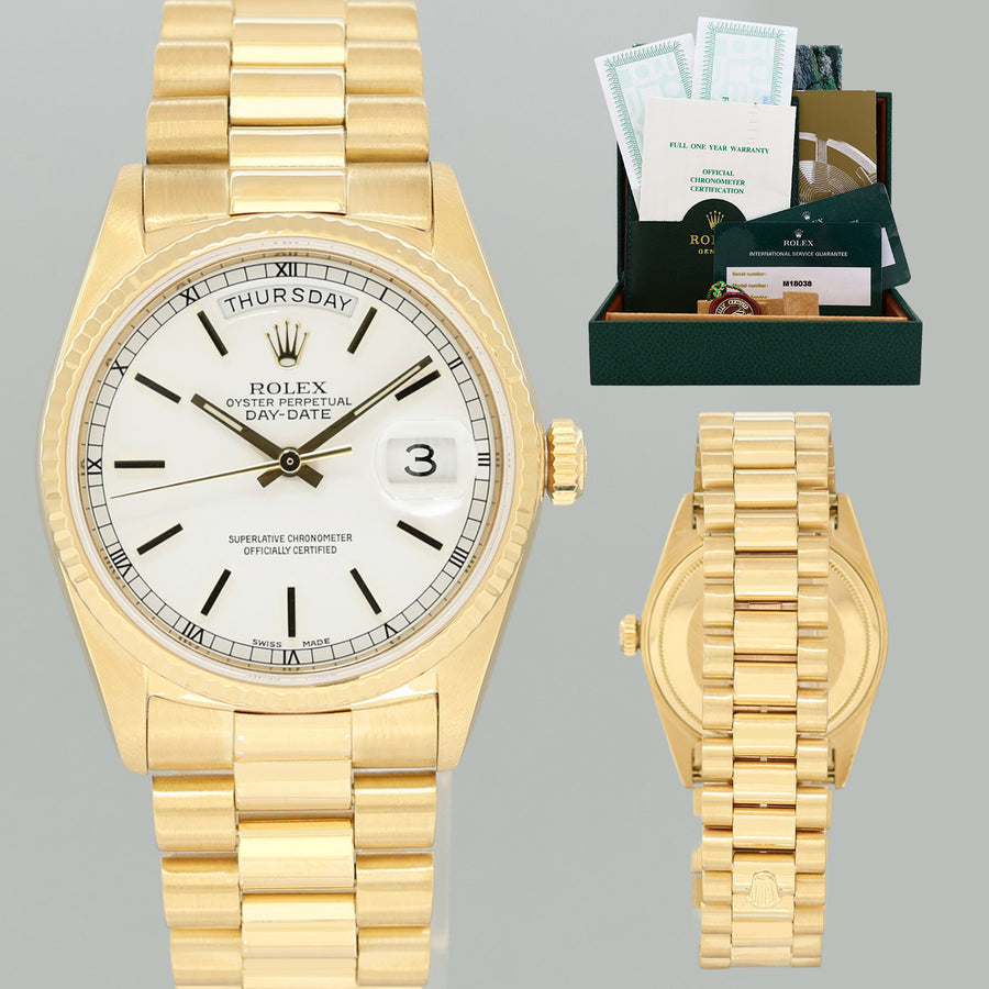 2018 RSC PAPERS Rolex President Day-Date White Stick 18038 Quickset ...