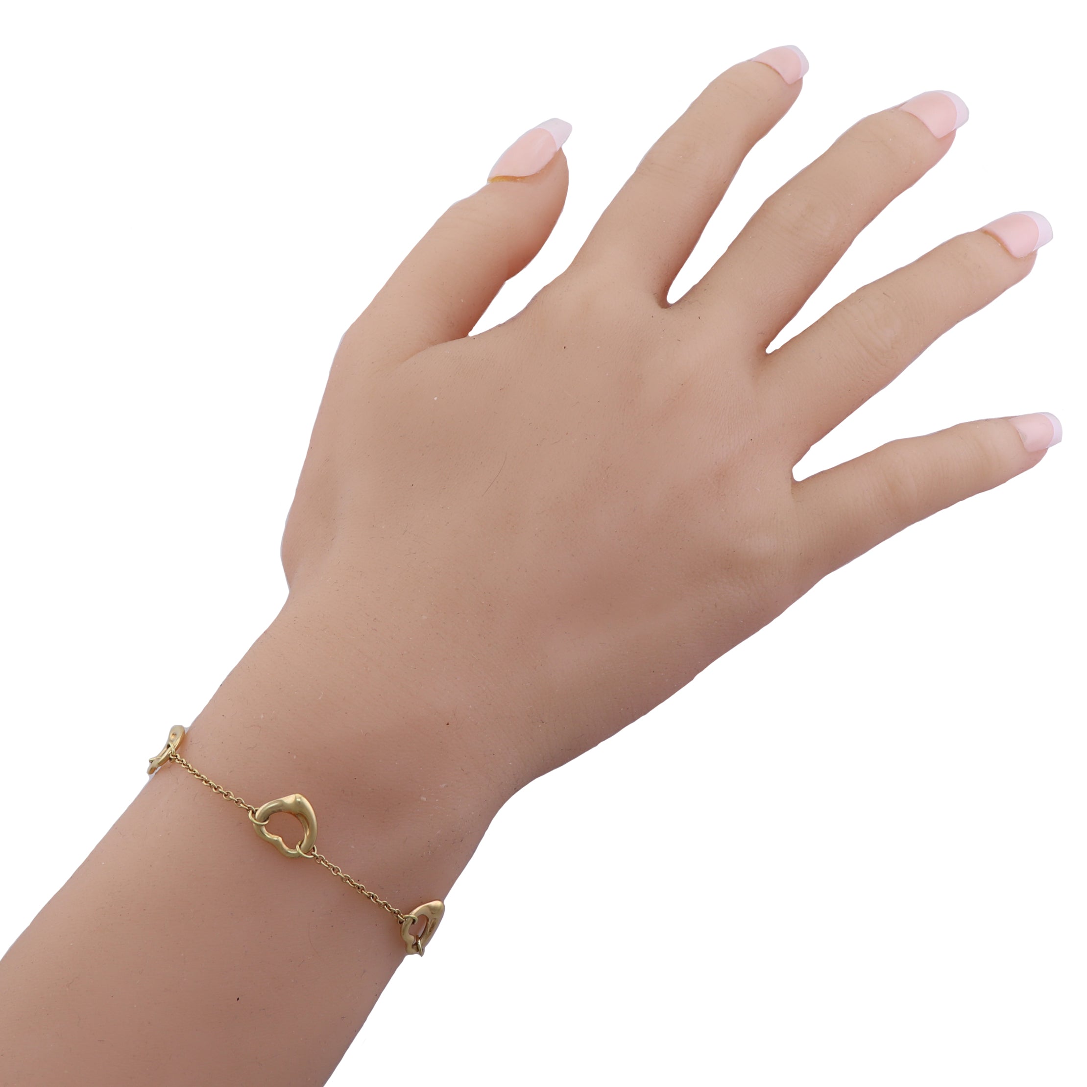Tiffany Co. Elsa Peretti 18k Yellow Gold Medium Open Heart Bracelet Huntington Watch