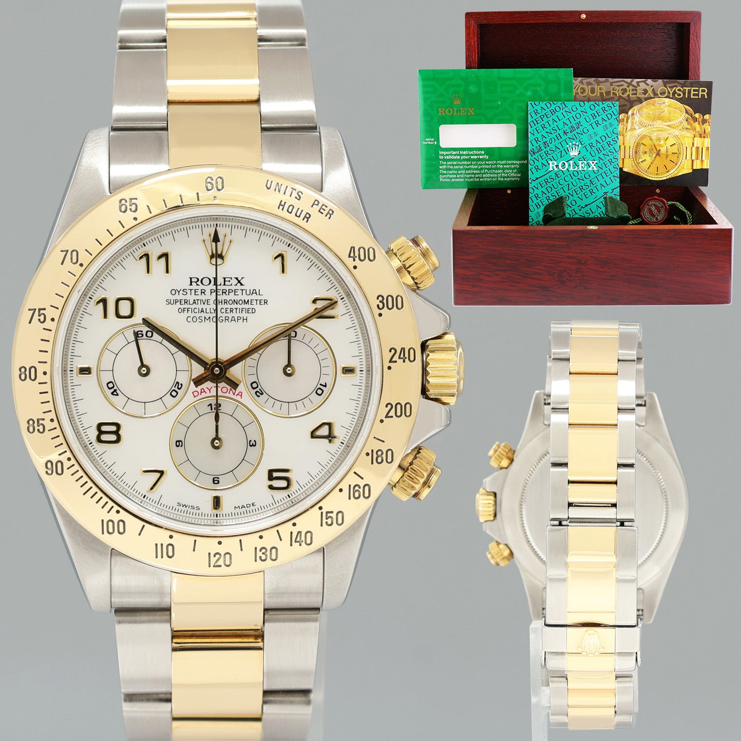 1999 MINT Rolex Daytona 16523 Zenith Two Tone Yellow Gold Mother of ...