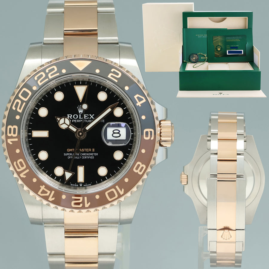 2022 NEW PAPERS Rolex 126711CHNR GMT Master II Root Beer 40mm Rose Gold ...
