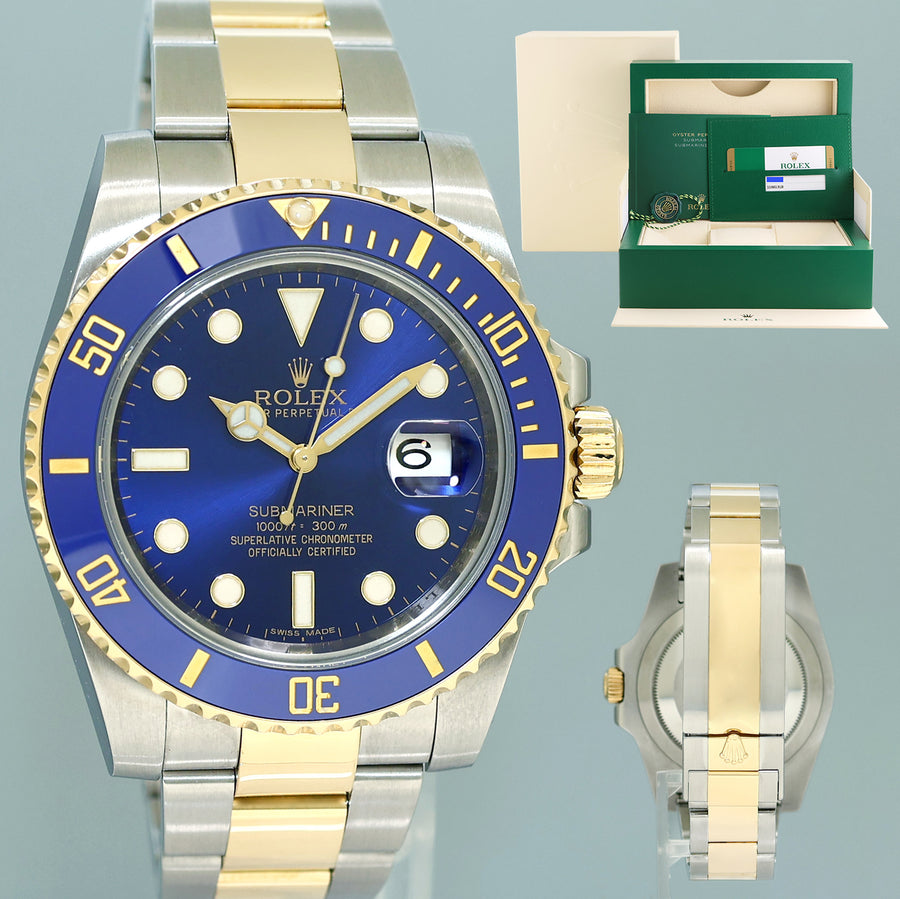 MINT 2020 PAPERS Rolex Submariner Blue Ceramic 116613LB Two Tone Yellow ...