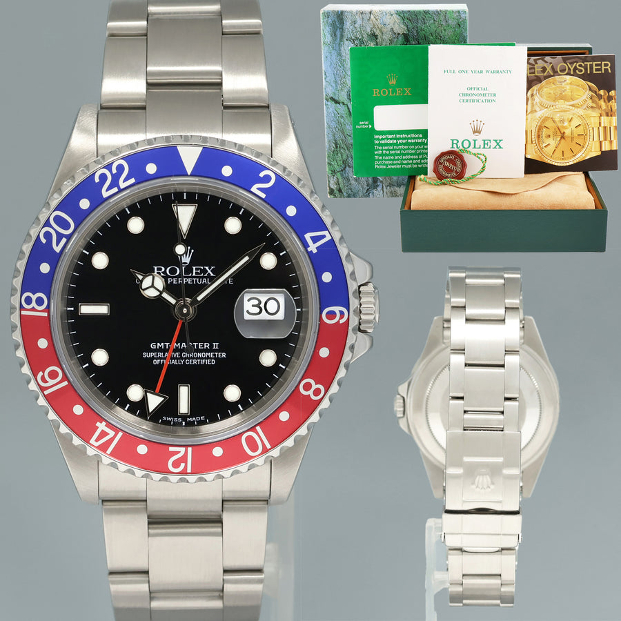 2006 MINT PAPERS Rolex GMT-Master II 2 Pepsi Blue Red Steel 16710 40mm ...