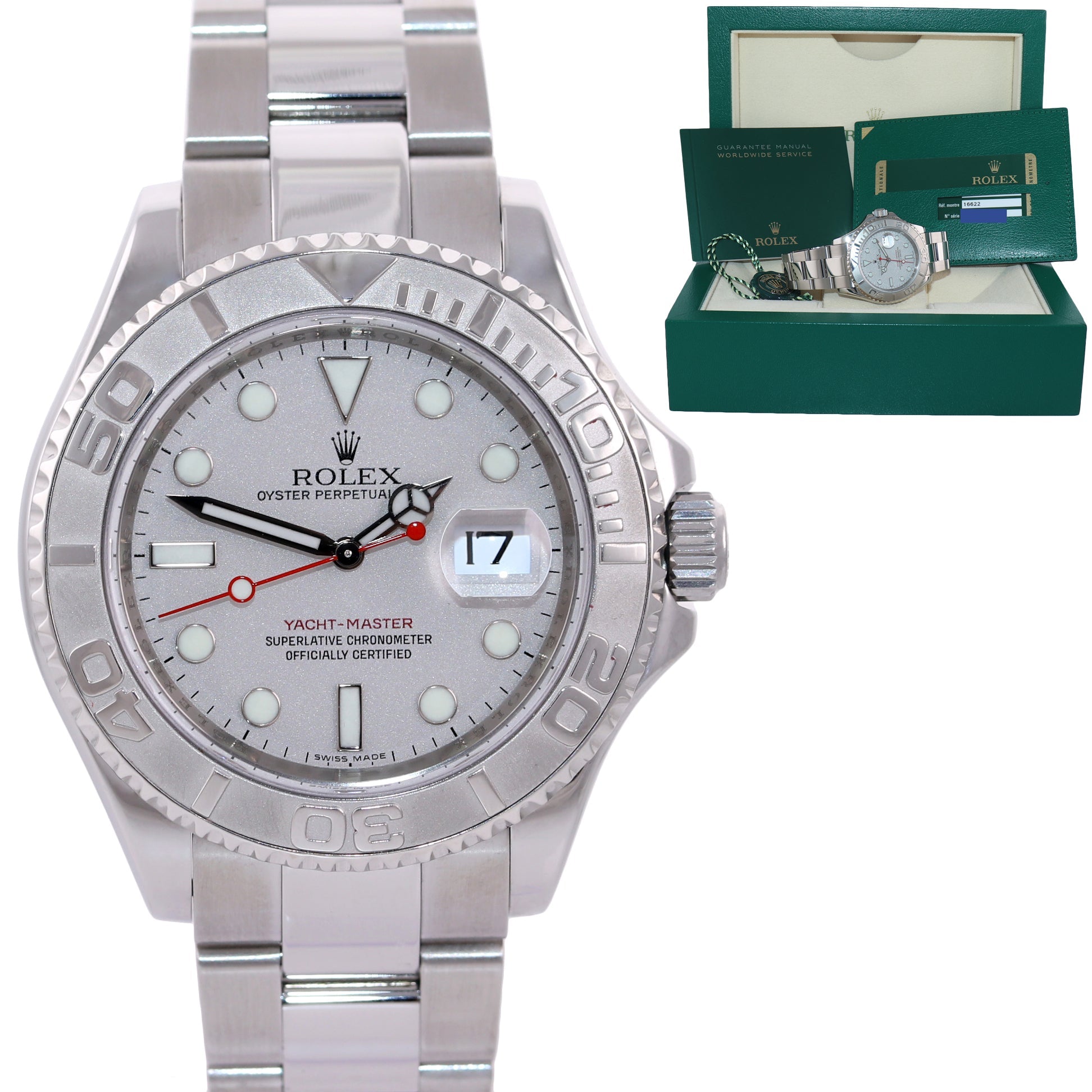 2007 MINT PAPERS Rolex Yacht-Master 16622 Steel Platinum Bezel Oyster ...